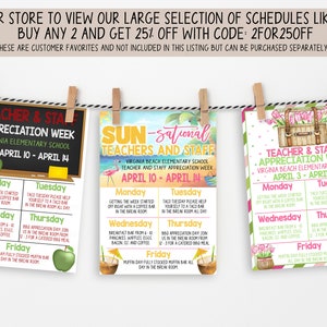 Valentine Teacher Appreciation Schedule Itinerary, Editable School ...