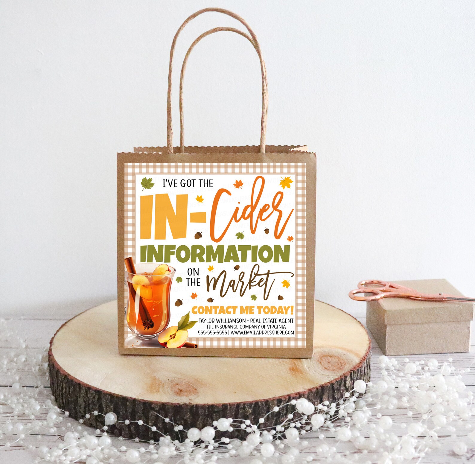 Fall Apple Cider Pop by Gift Tag, Fall Marketing Tags, Realtor Real ...