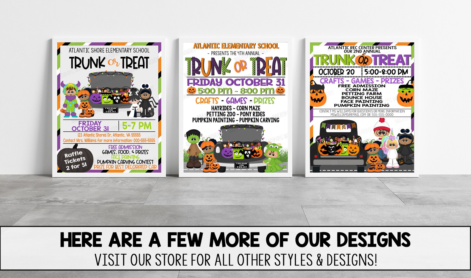 EDITABLE Trunk or Treat Flyer Invitation, Kids Halloween Event, School ...