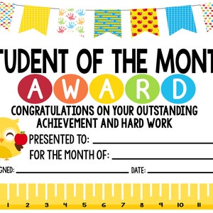 Student of the Month Bundle. Award Certificate and Bookmarks. Digital ...