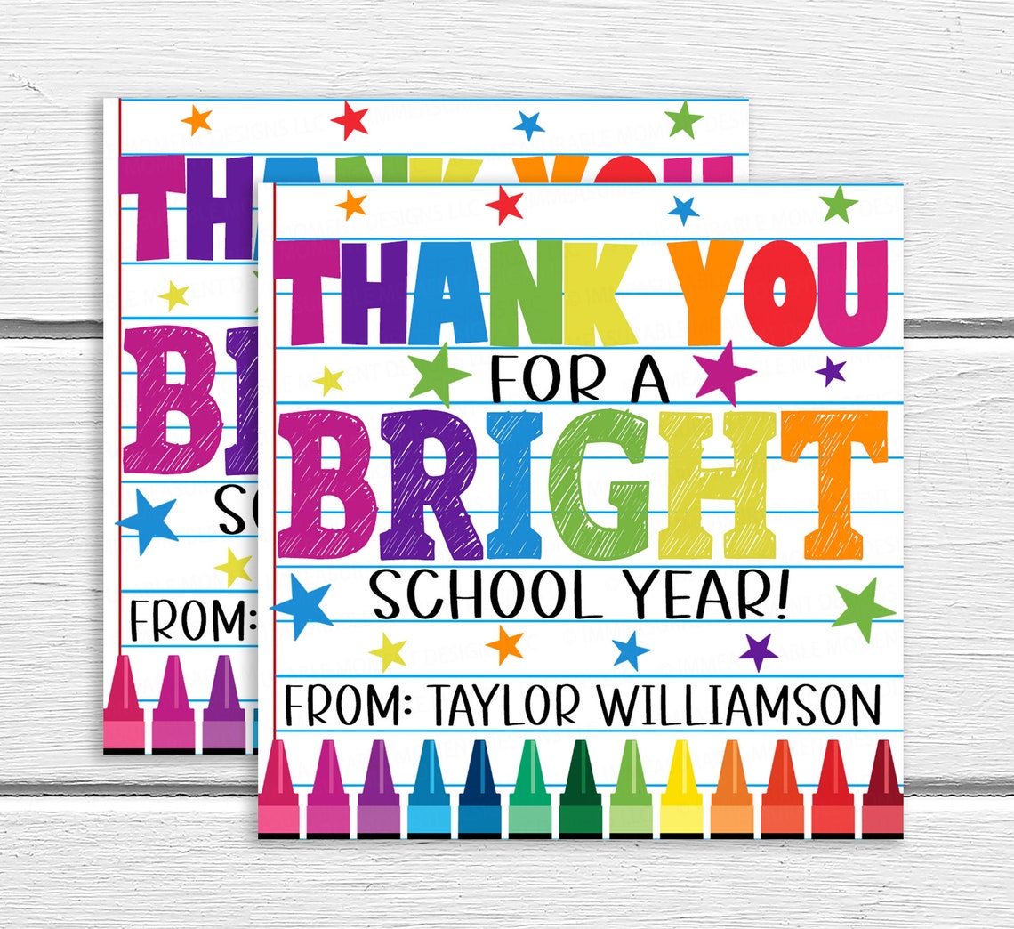 End of School Gift Tag Thank You for A Bright School Year - Etsy