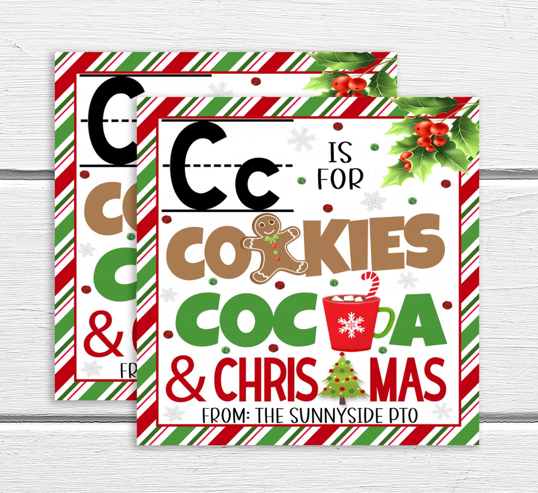 Christmas Teacher Gift Tags C is for Cookies and Cocoa - Etsy