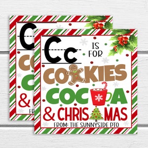 Christmas Teacher Gift Tags, C is for Cookies and Cocoa Christmas ...
