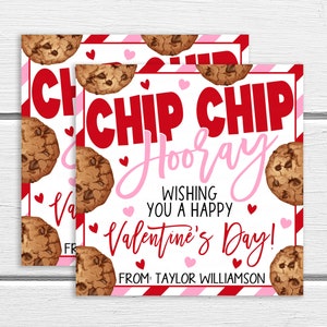 Valentine's Day Cookie Thank You Gift Tags, Chip Chip Hooray ...