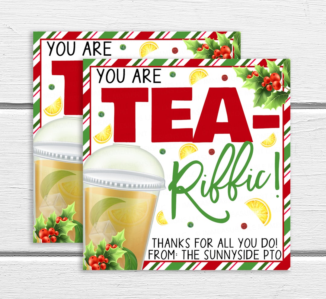 Christmas Iced Tea Gift Tags, Editable You Are Tea-riffic, Iced Tea ...