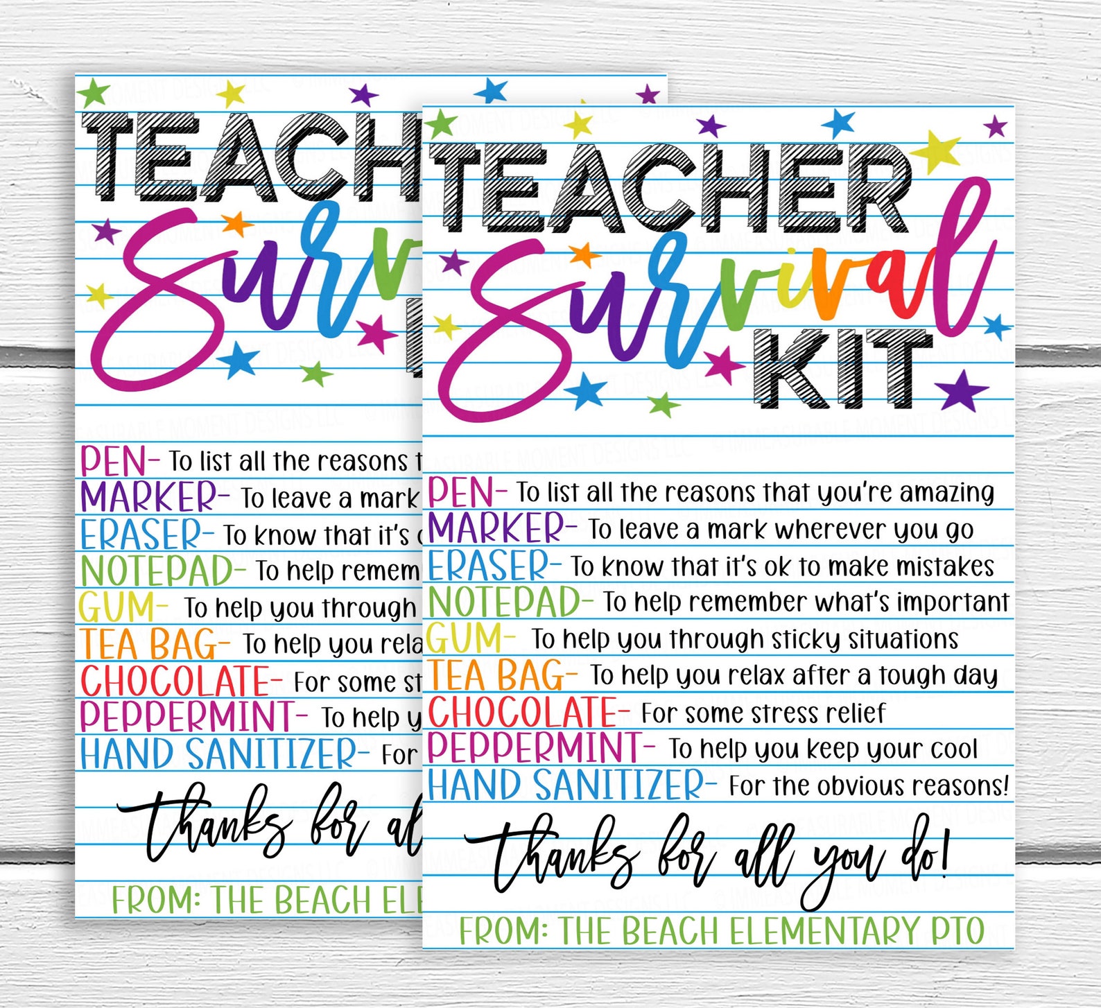 Teacher Survival Kit Gift Tag, Welcome Back Gift for School Teachers ...