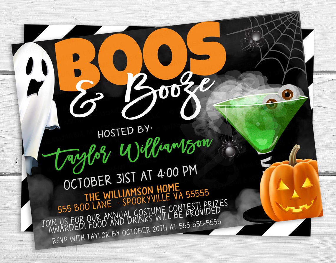 Halloween Boos and Booze Invitation Couples Costume Cocktails - Etsy