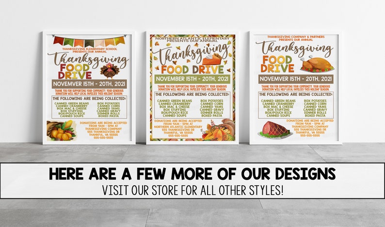 EDITABLE Fall Thanksgiving Food Drive Fundraiser Flyer Church | Etsy