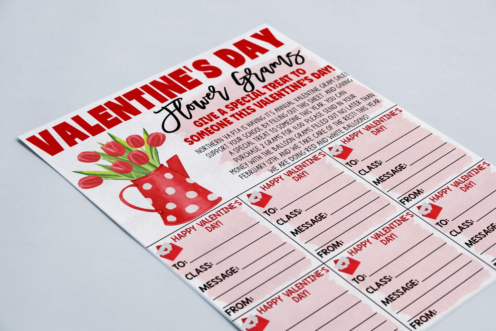 Valentine's Day Gram Flyer Editable Treat Gram - Etsy