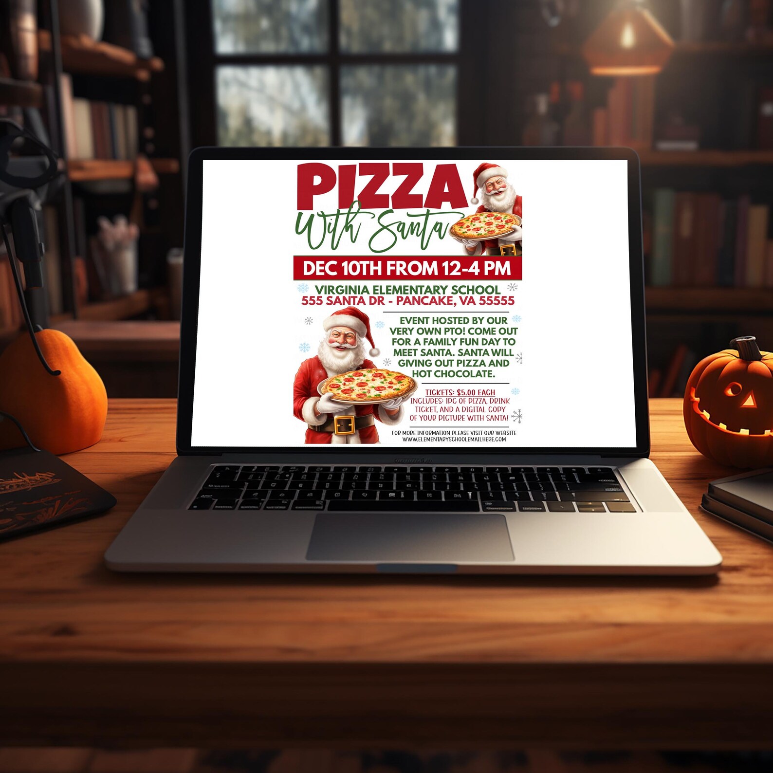 Pizza With Santa Flyer, Pizza & Pictures With Santa Fundraiser, Kids ...