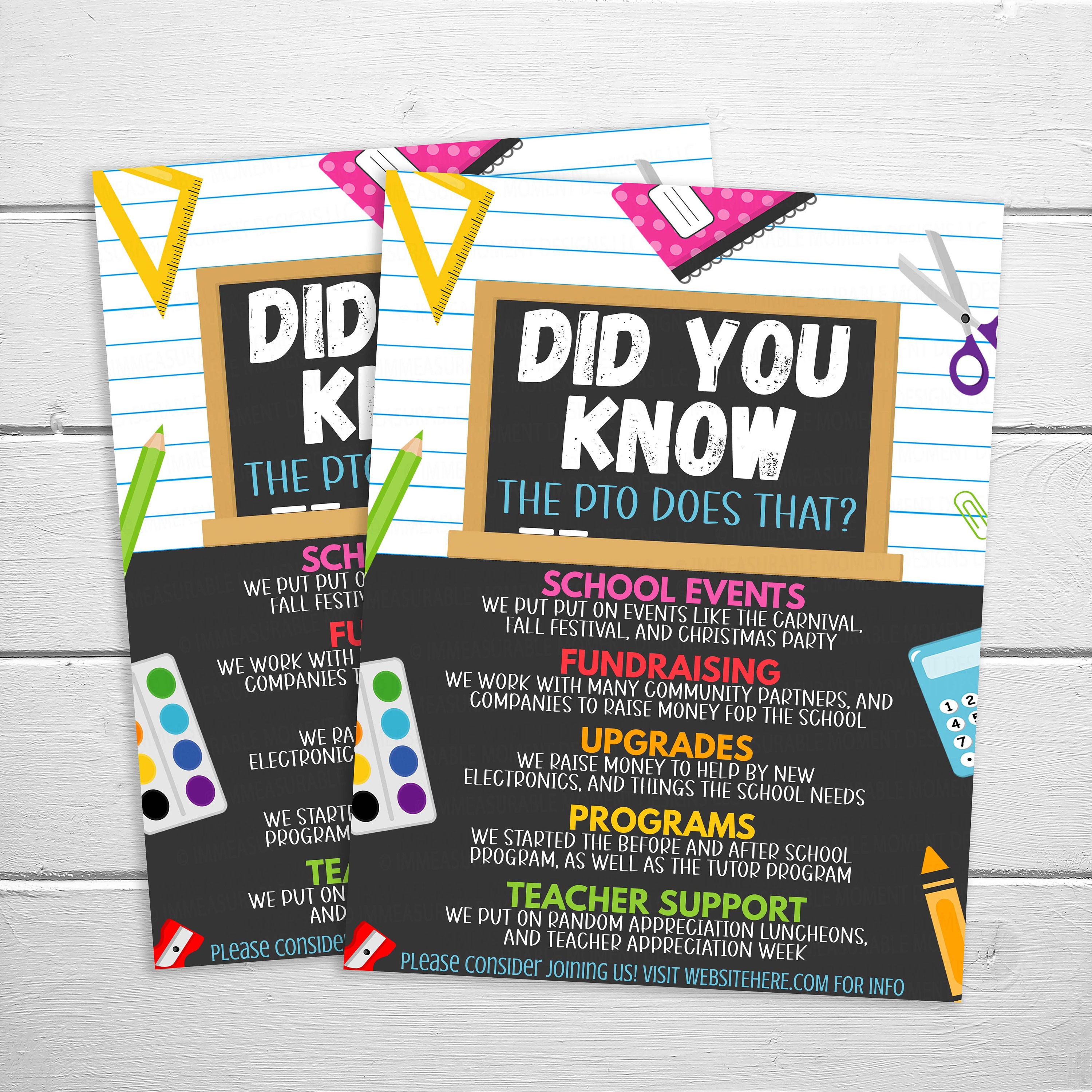 PTO PTA Flyer, Editable Printable Informational Form, Did You Know the ...