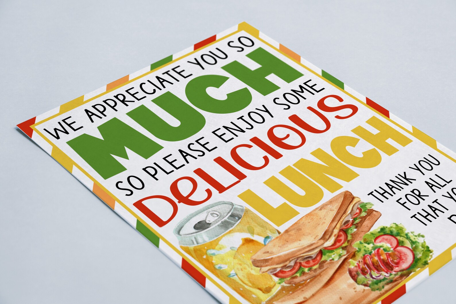 Lunch Thank You Sign We Appreciate You so Much Enjoy Lunch - Etsy