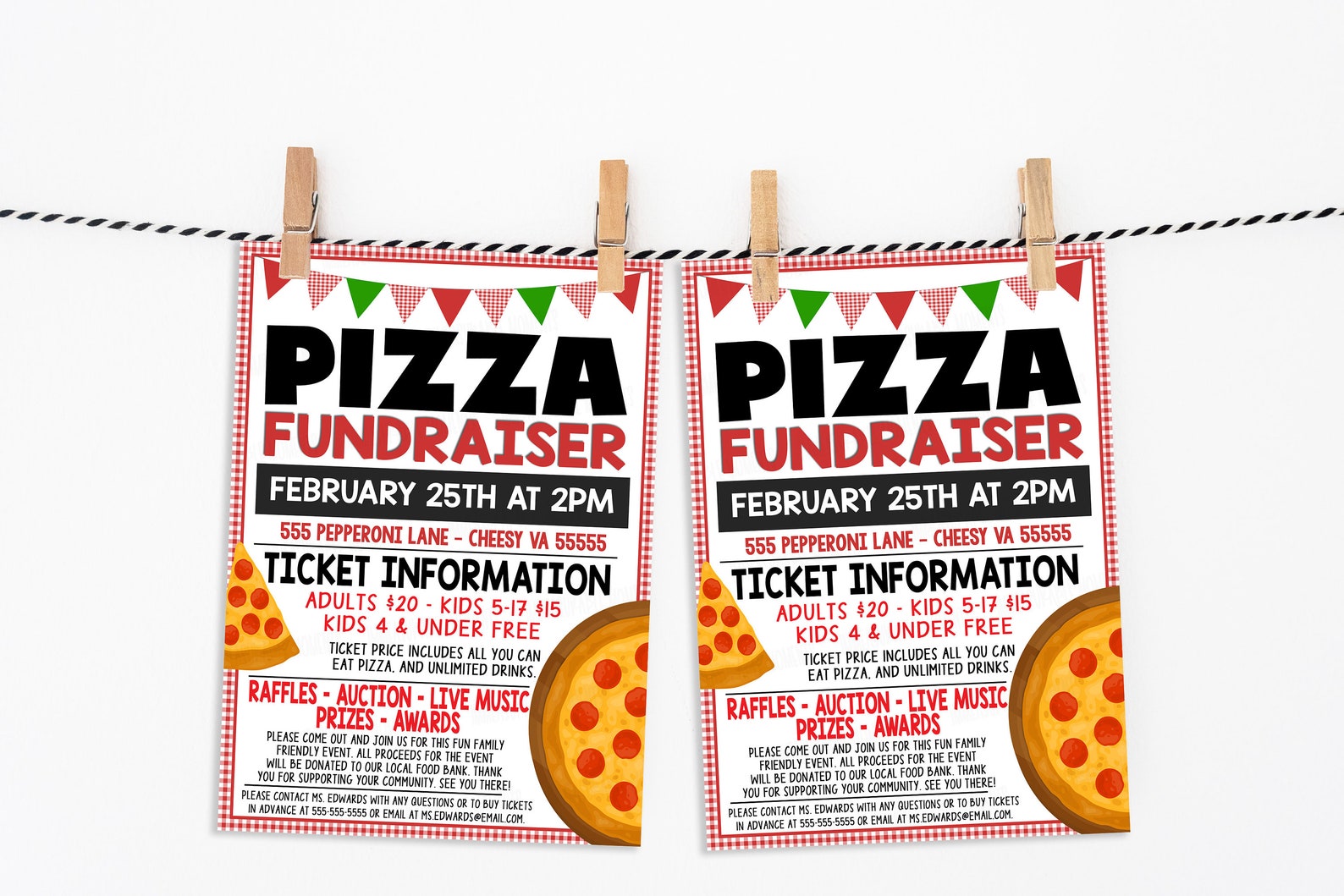 Pizza Fundraiser Flyer, Editable Church School Business Fundraiser, PTO ...