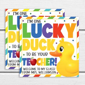 Rubber Duck Gift Tag, One Lucky Duck to Be Your Teacher, Printable Gift ...