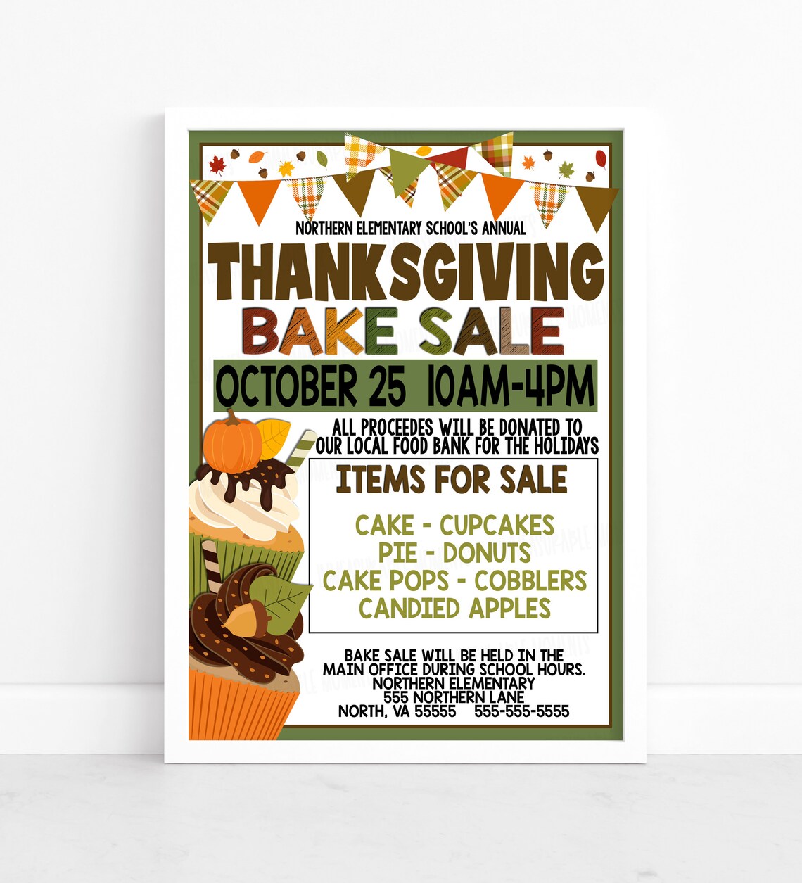 EDITABLE Fall Thanksgiving Bake Sale Flyer Invitation - Etsy