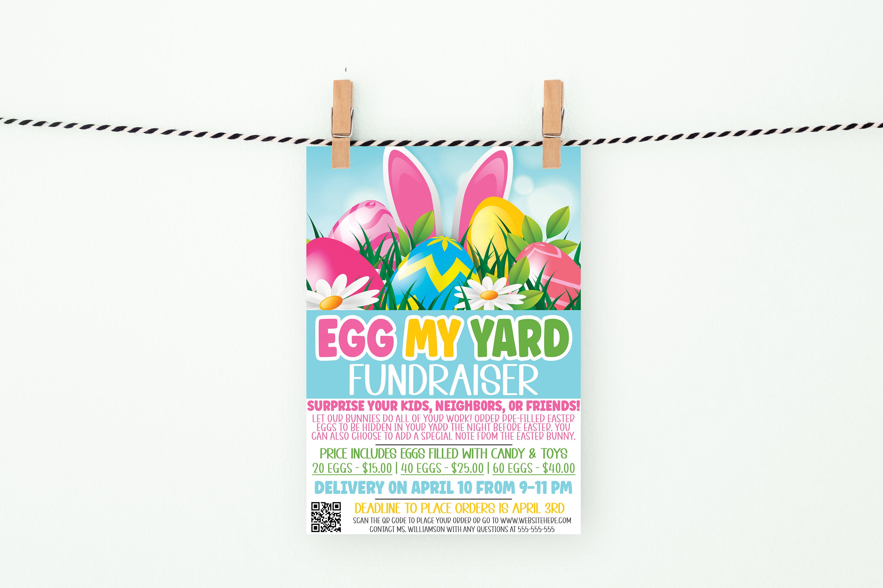 Easter Egg My Yard Fundraiser Flyer, Editable Egg My Yard Activity ...