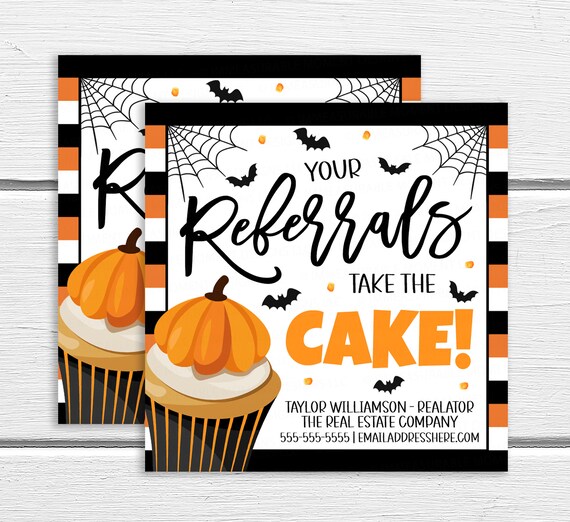 Halloween Cake Pop-by Gift Tag Your Referrals Take the Cake - Etsy
