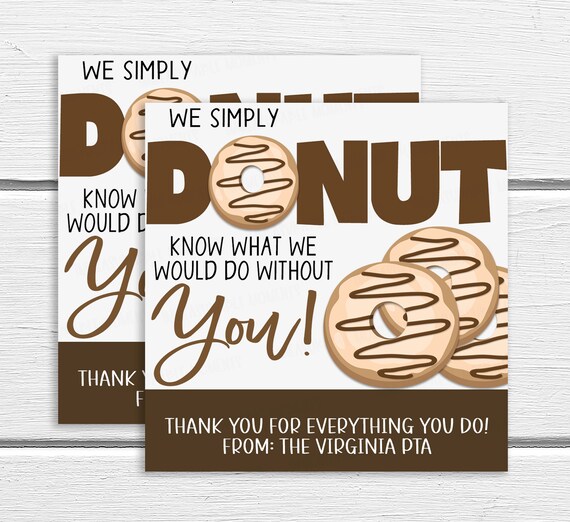 Donut Thank You Gift Tag Donut Know What We Would Do Without | Etsy