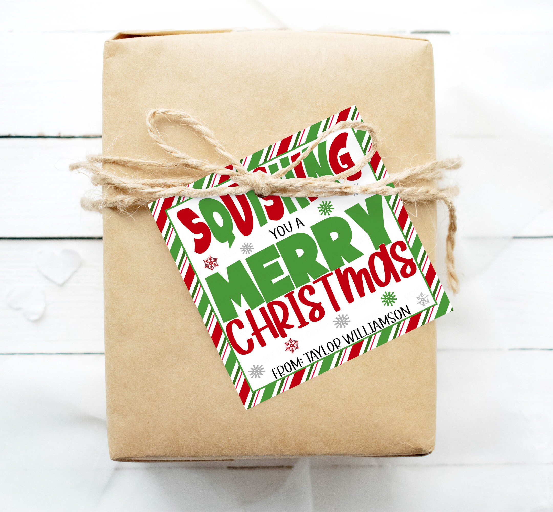 Christmas Squishies Gift Tag, Squishy Toy Tags, Squishing You A Happy ...
