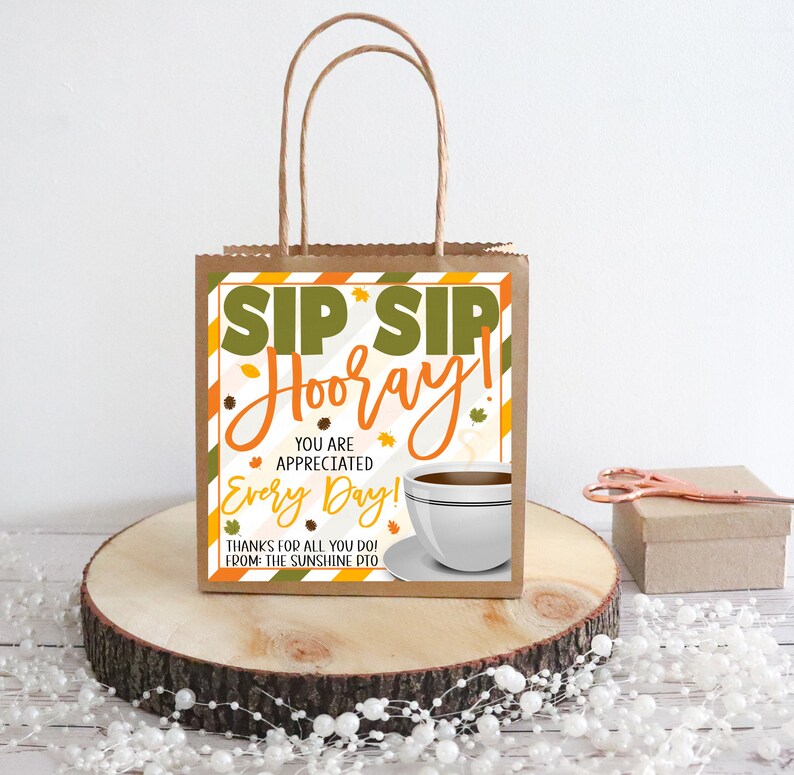 Fall Coffee Gift Tag, Sip Sip Hooray Coffee on Me Today, Autumn ...