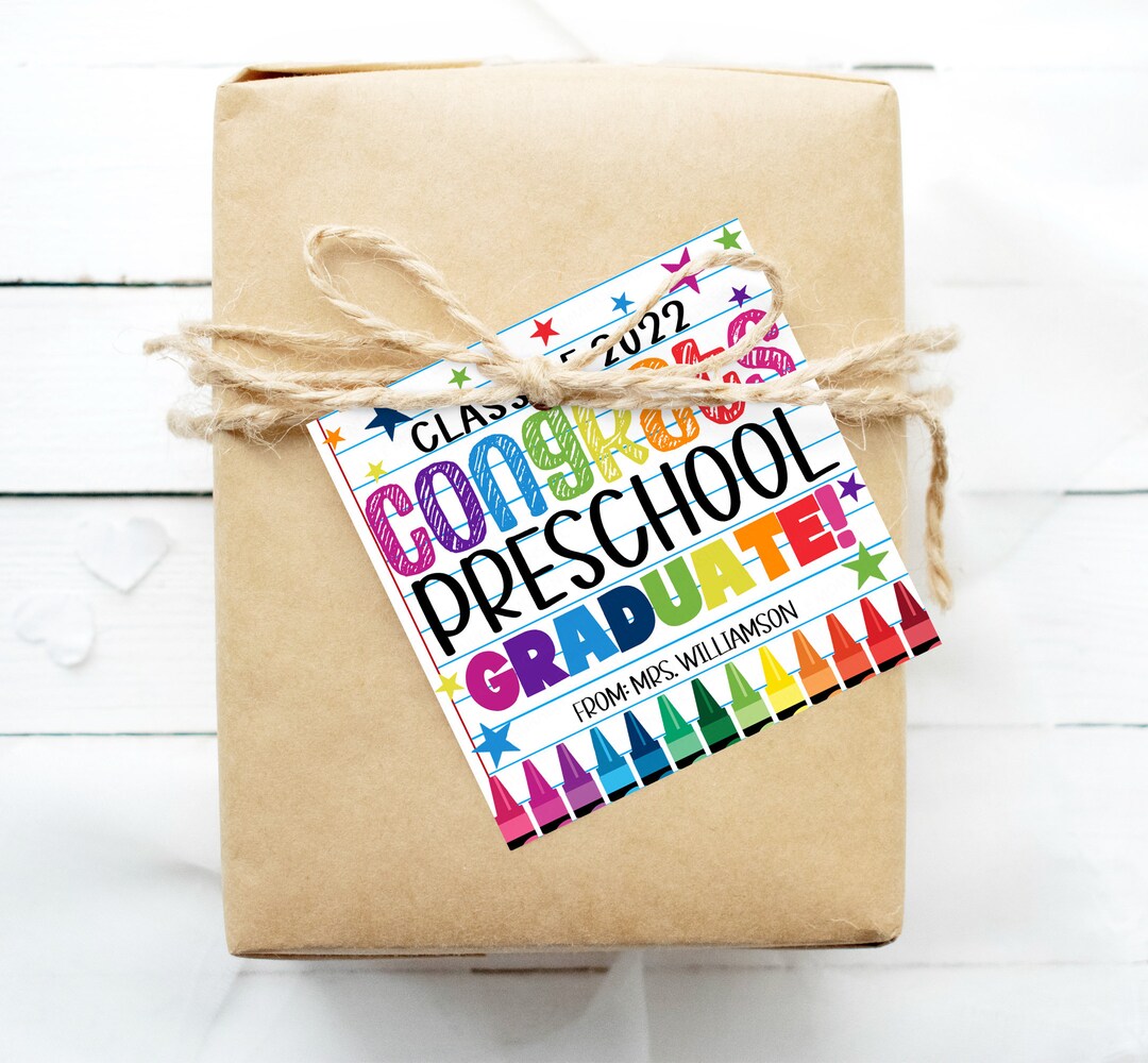 Preschool Graduation Gift Tag, Editable Class of 2022 Congratulation ...