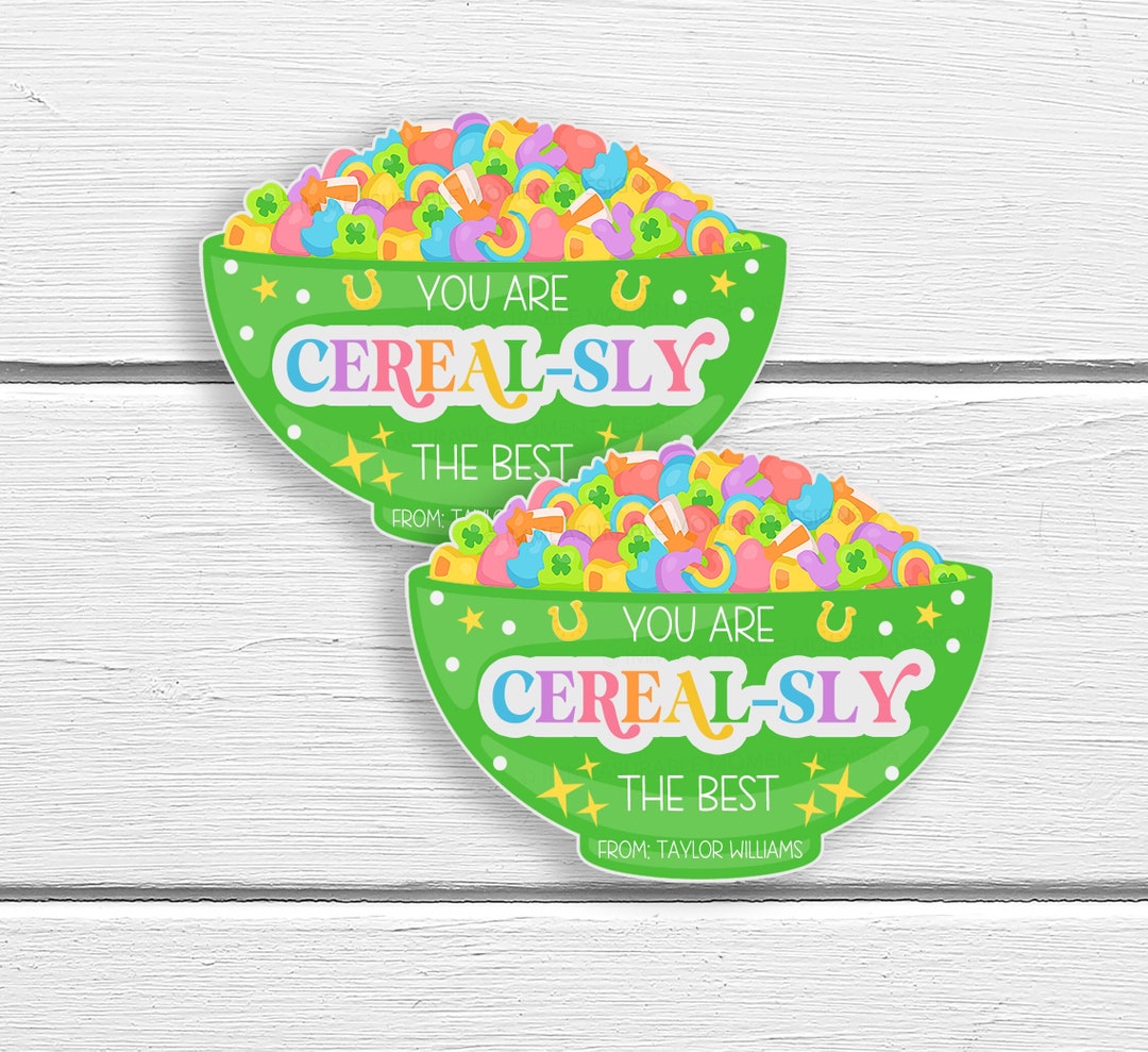 St Patrick's Day Cereal Gift Tags, Editable Cereal Tag, St Patty You're ...