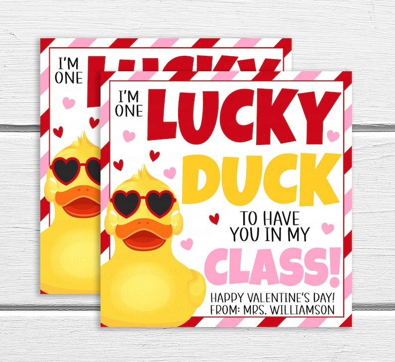 Valentine's Day Rubber Duck Gift Tag Lucky Duck - Etsy