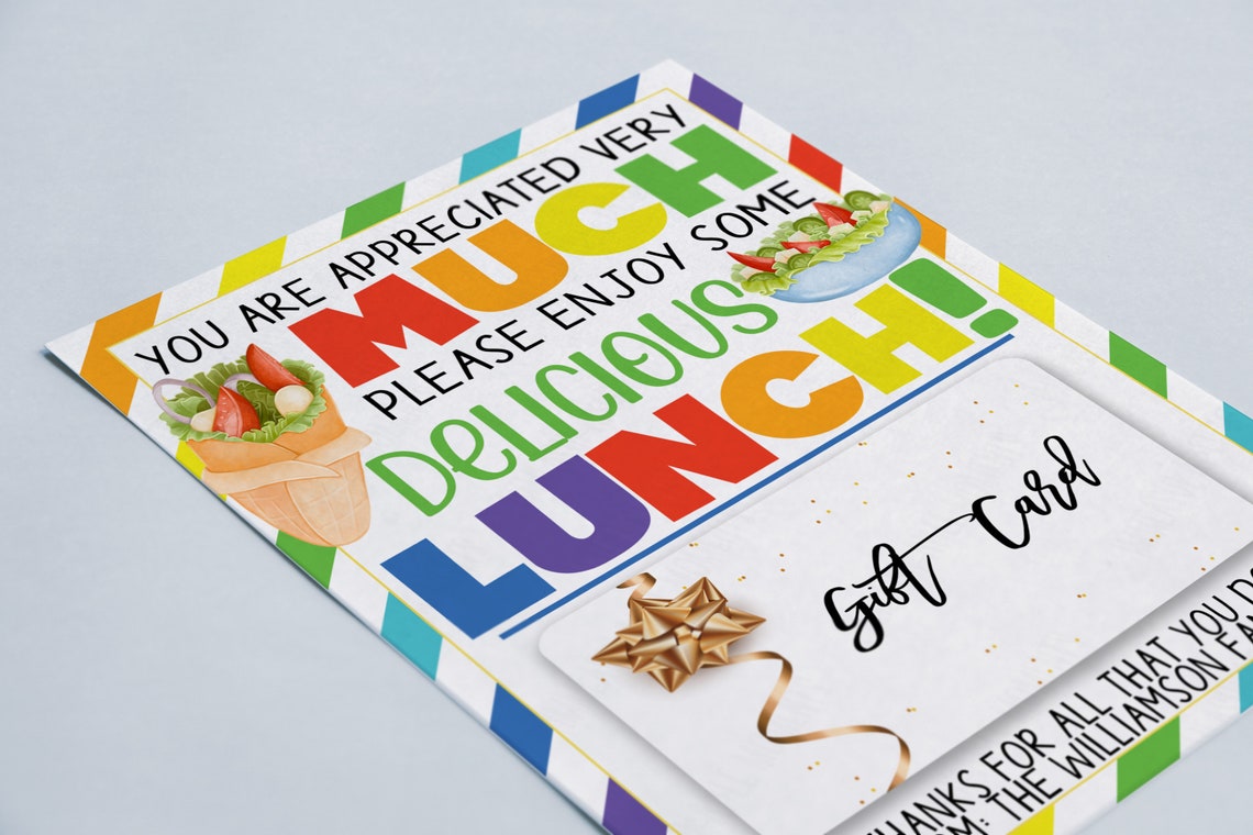 Lunch Gift Card Holder Thank You Gift Tag Wrap Sandwich - Etsy