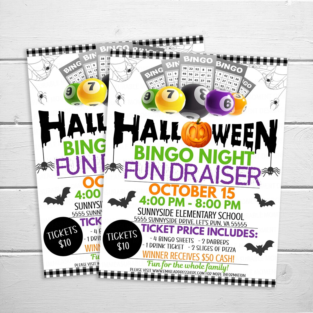 Halloween Bingo Night Flyer, Editable Printable Halloween Invitation ...