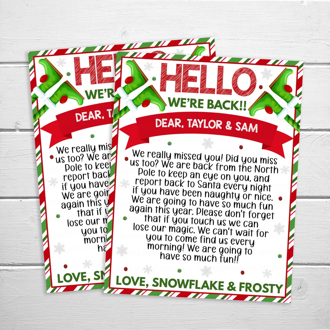 Editable Hello Elves Letter, Welcome Note Letter, We Are Back, Elf ...