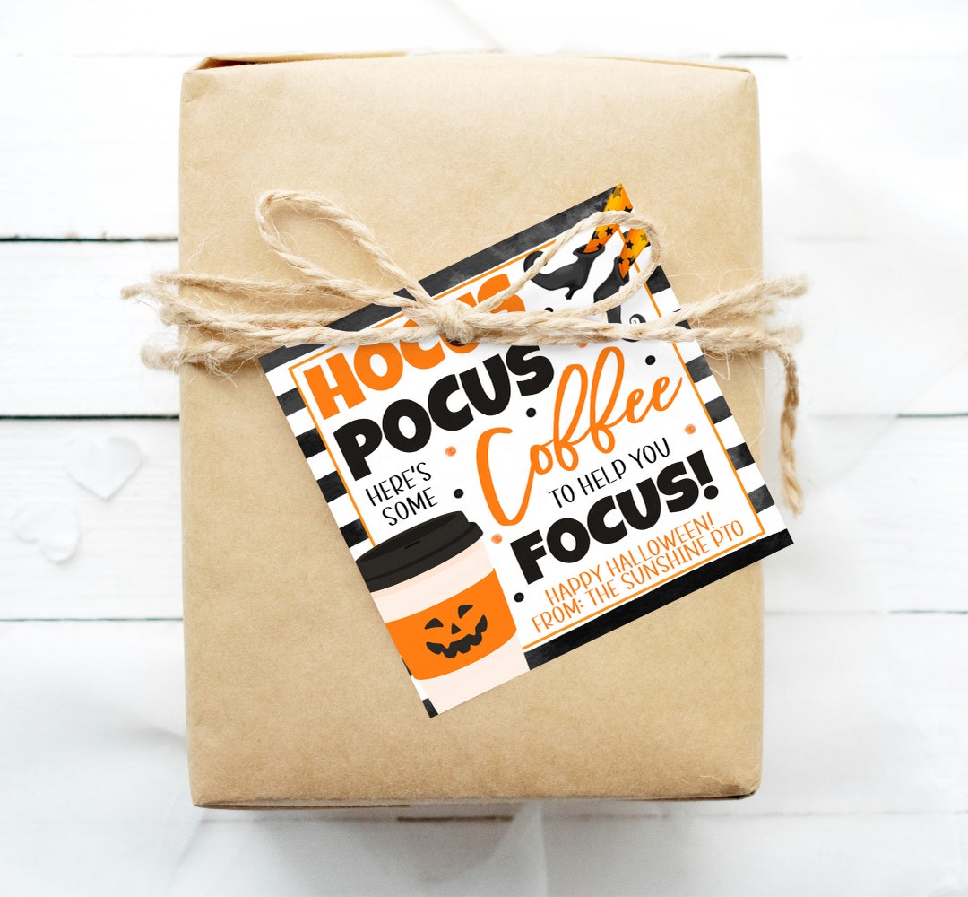 Halloween Coffee Gift Tag, Hocus Pocus Coffee to Focus, Fall Autumn ...