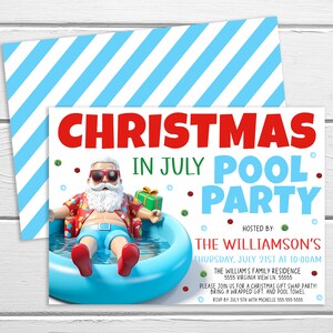 Christmas in July Pool Party Invitation, Tropical Summer Christmas Pool ...