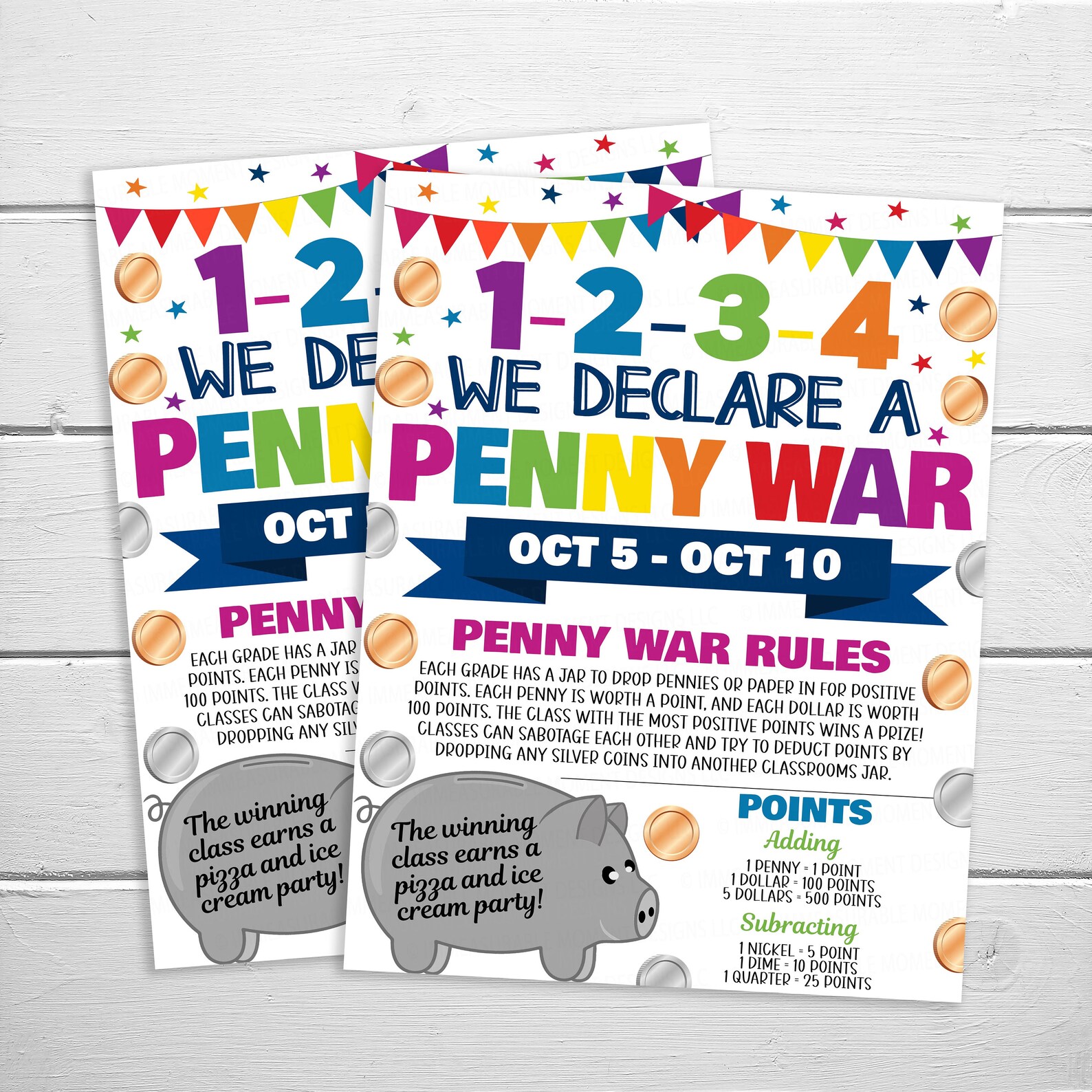 Penny War Fundraiser Flyer, School Fundraiser Event, Printable Editable ...
