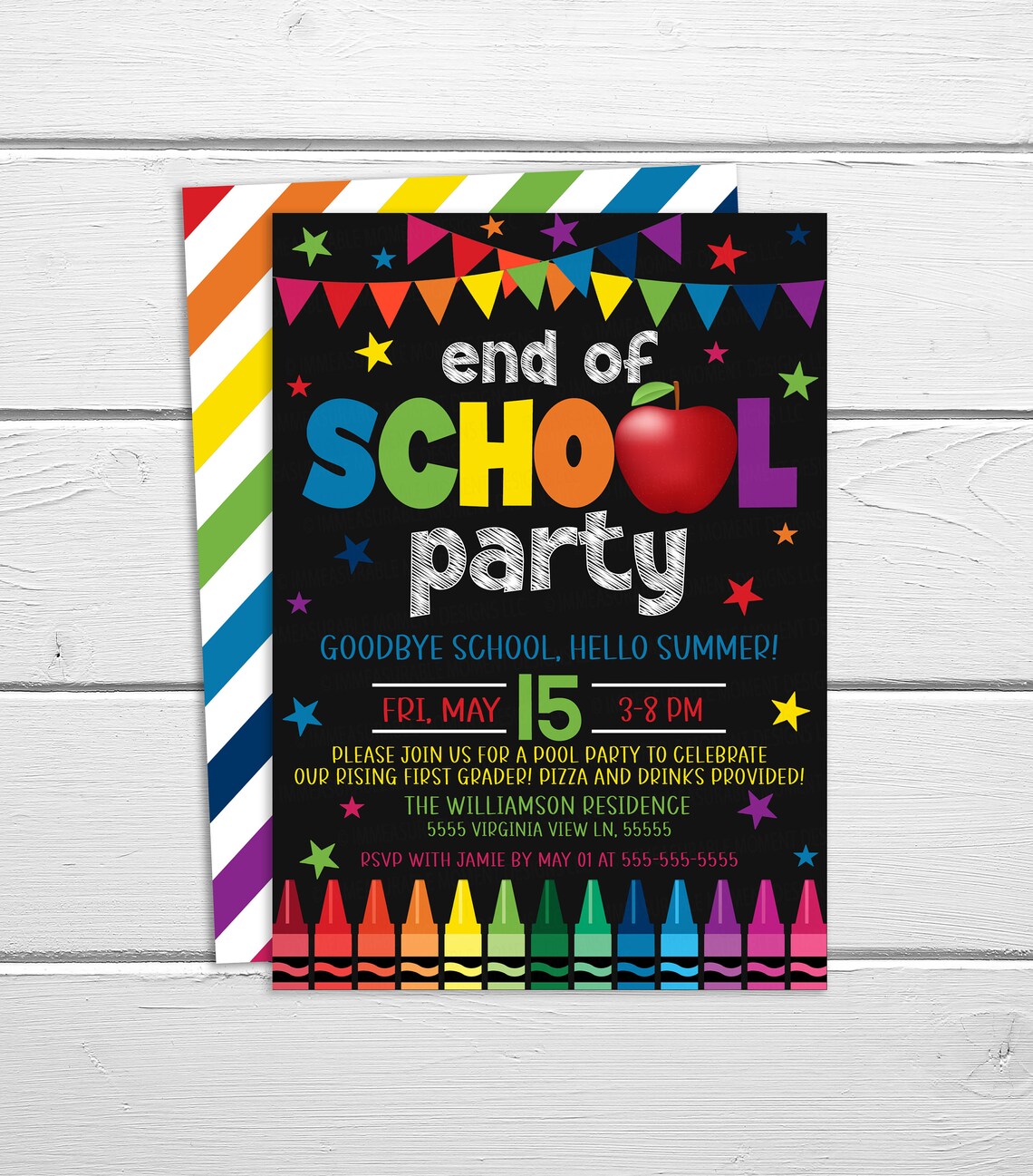 End of School Party Invitation, Editable Last Day of School Party ...