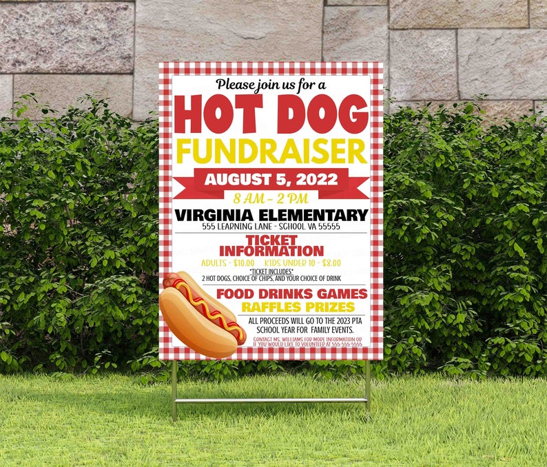 Hot Dog Fundraiser Flyer Editable Printable Cookout - Etsy