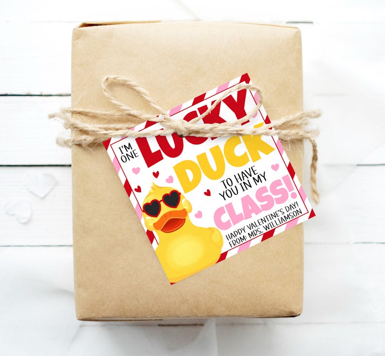 Valentine's Day Rubber Duck Gift Tag Lucky Duck - Etsy