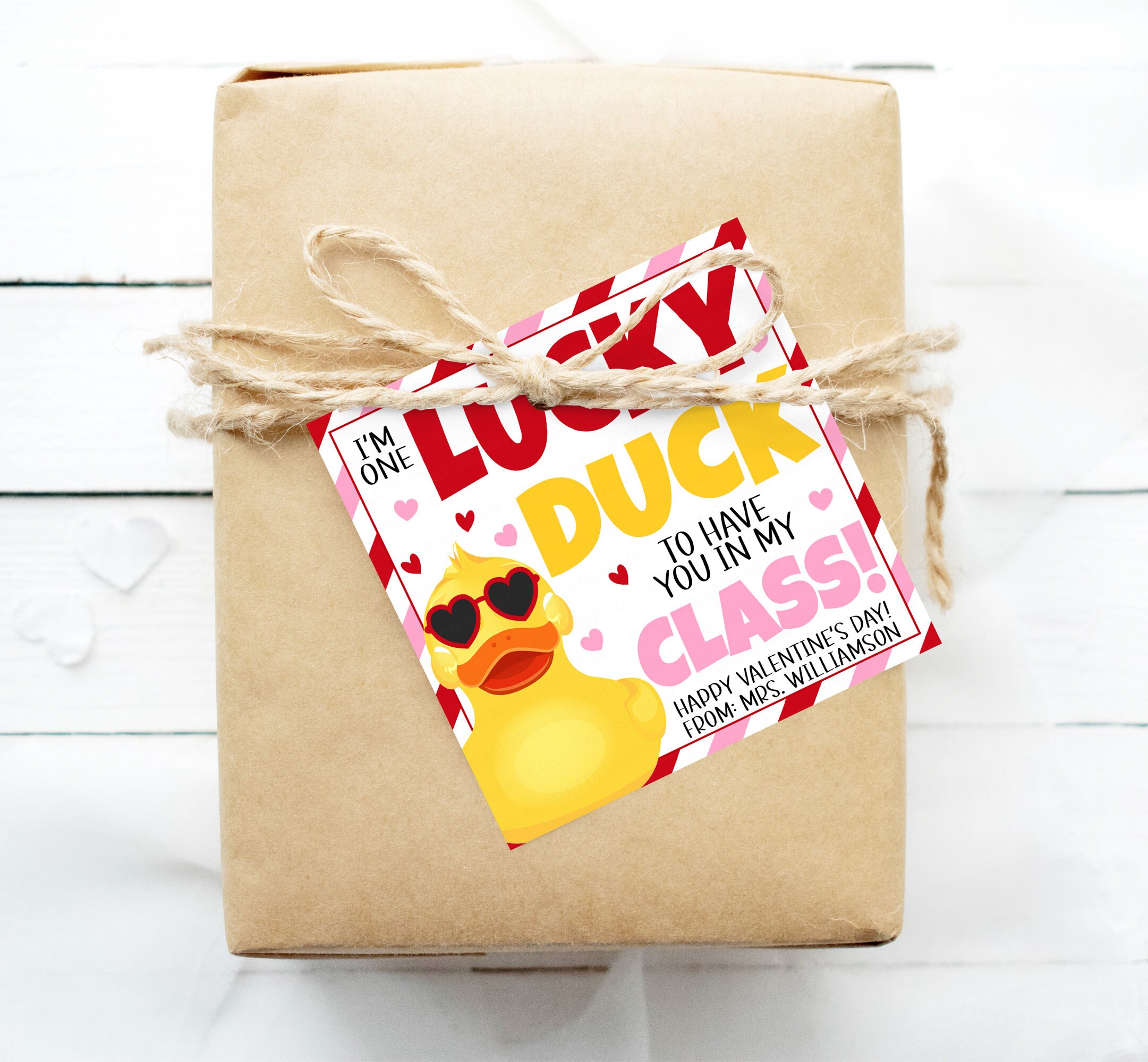 Valentine's Day Rubber Duck Gift Tag, Lucky Duck, Printable Gift for ...