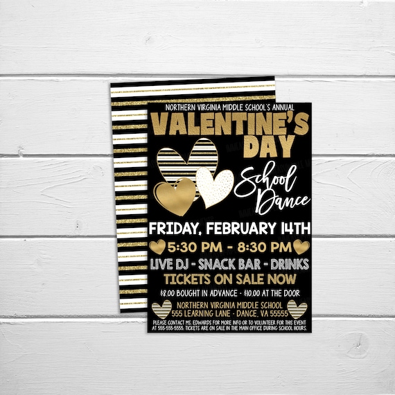 Valentines Day School Dance Flyer Invitation, Editable School Church ...