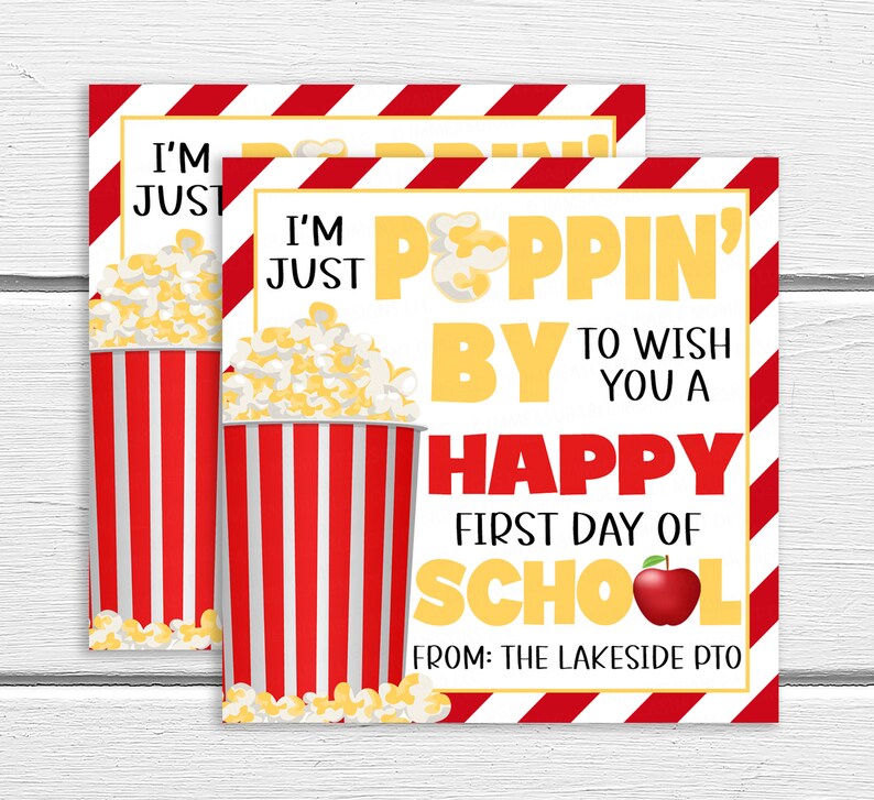 Popcorn Back to School Gift Tags, Poppin' by Happy First Day of School ...