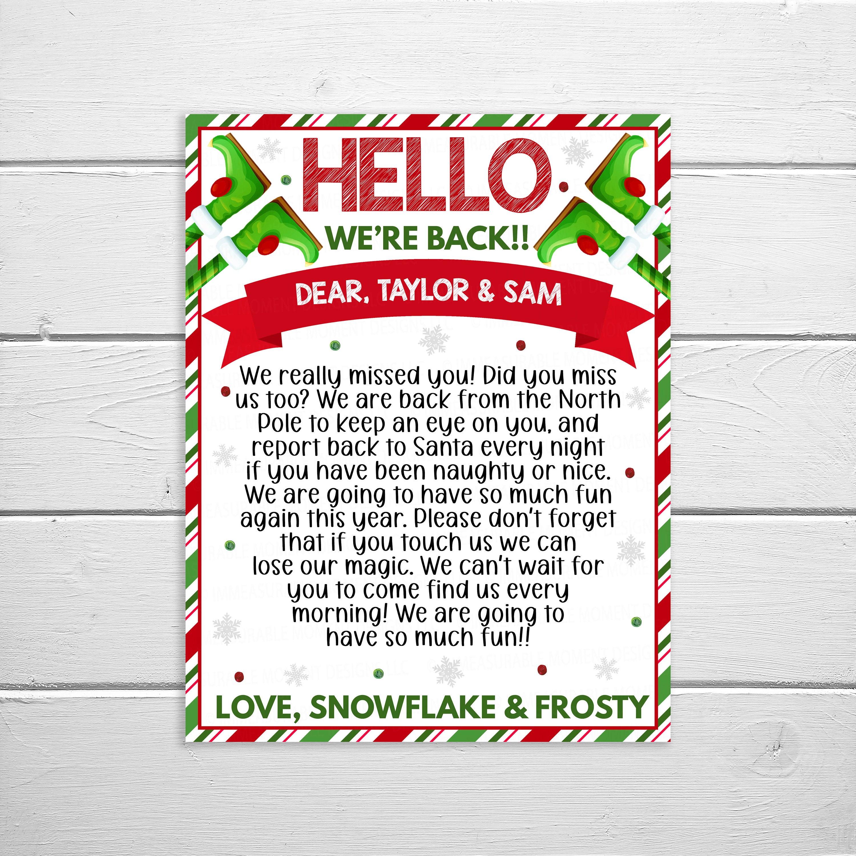 Editable Hello Elves Letter, Welcome Note Letter, We Are Back, Elf ...