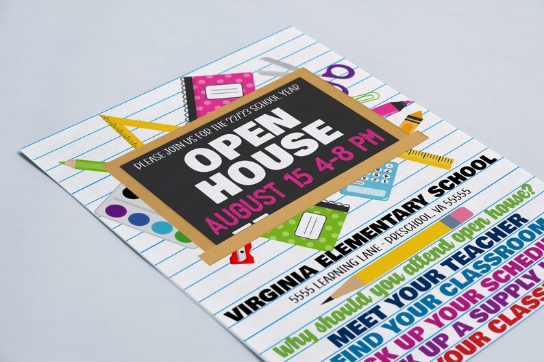School Open House Flyer Editable Back to School Invite Meet - Etsy