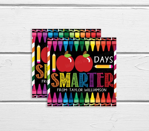 100 Days Smarter Gift Tag, Editable 100th Days Of School Tag, PTA PTO ...