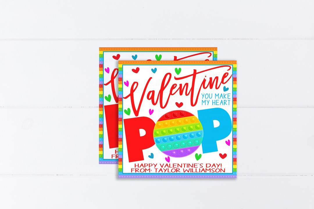 Valentine Pop Gift Tags, Editable Pop Gift Tag, Fidget Tag, You Make My ...