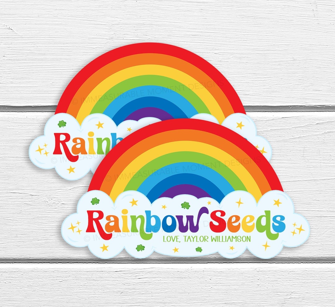 St. Patrick's Day Gift Tag, Rainbow Seeds Gift Tag, St Patty Rainbow ...