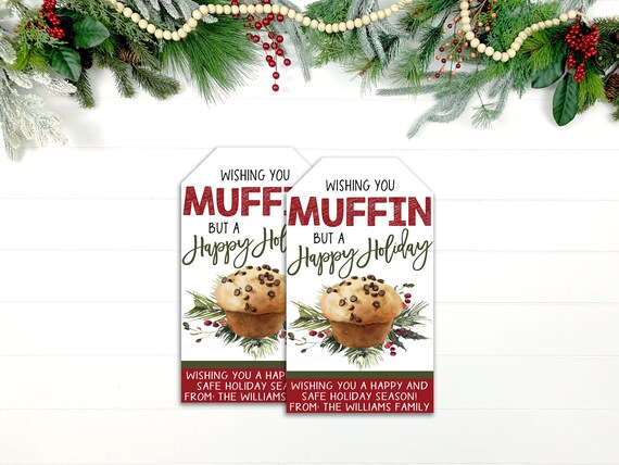Muffin Appreciation Gift Tag, Editable Holiday Christmas Employee ...