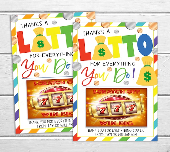 Lottery Gift Card Holder, Scratch Off Ticket, Thanks A Lotto For All ...