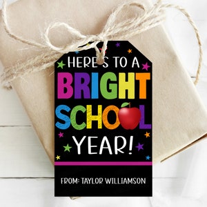 Bright School Year Gift Tag, Back to School Label, First Day of School ...