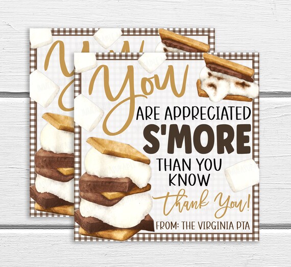 S'more Appreciation Gift Tag, You Are Appreciated S'more Than You Know ...