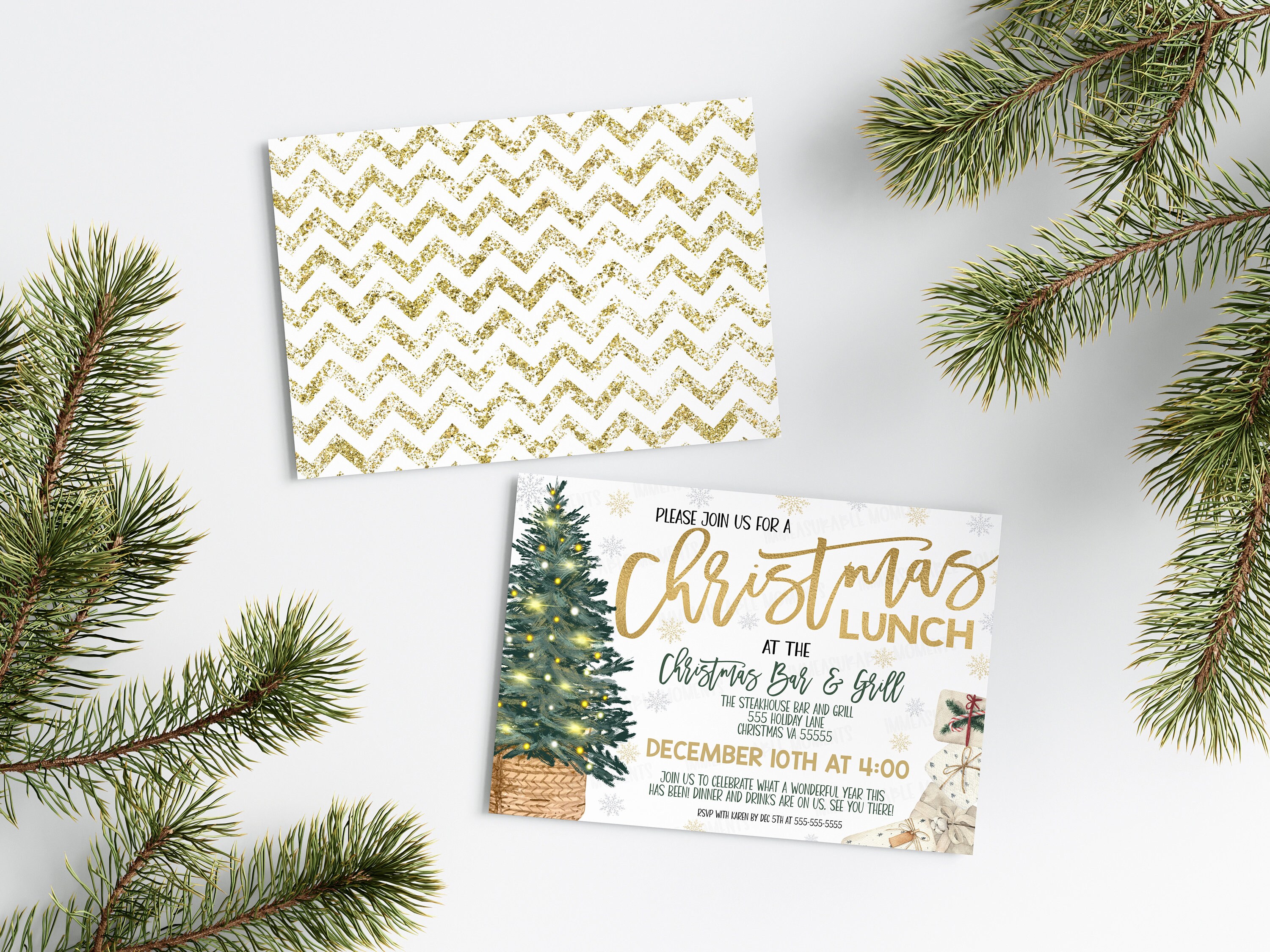 Christmas Lunch Invitation Card, Employee Business Work Fall Christmas ...