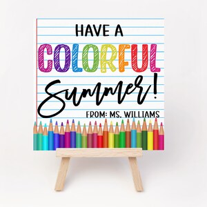 Colorful Summer Gift Tags, Crayon Colored Pencil Marker, End of School ...